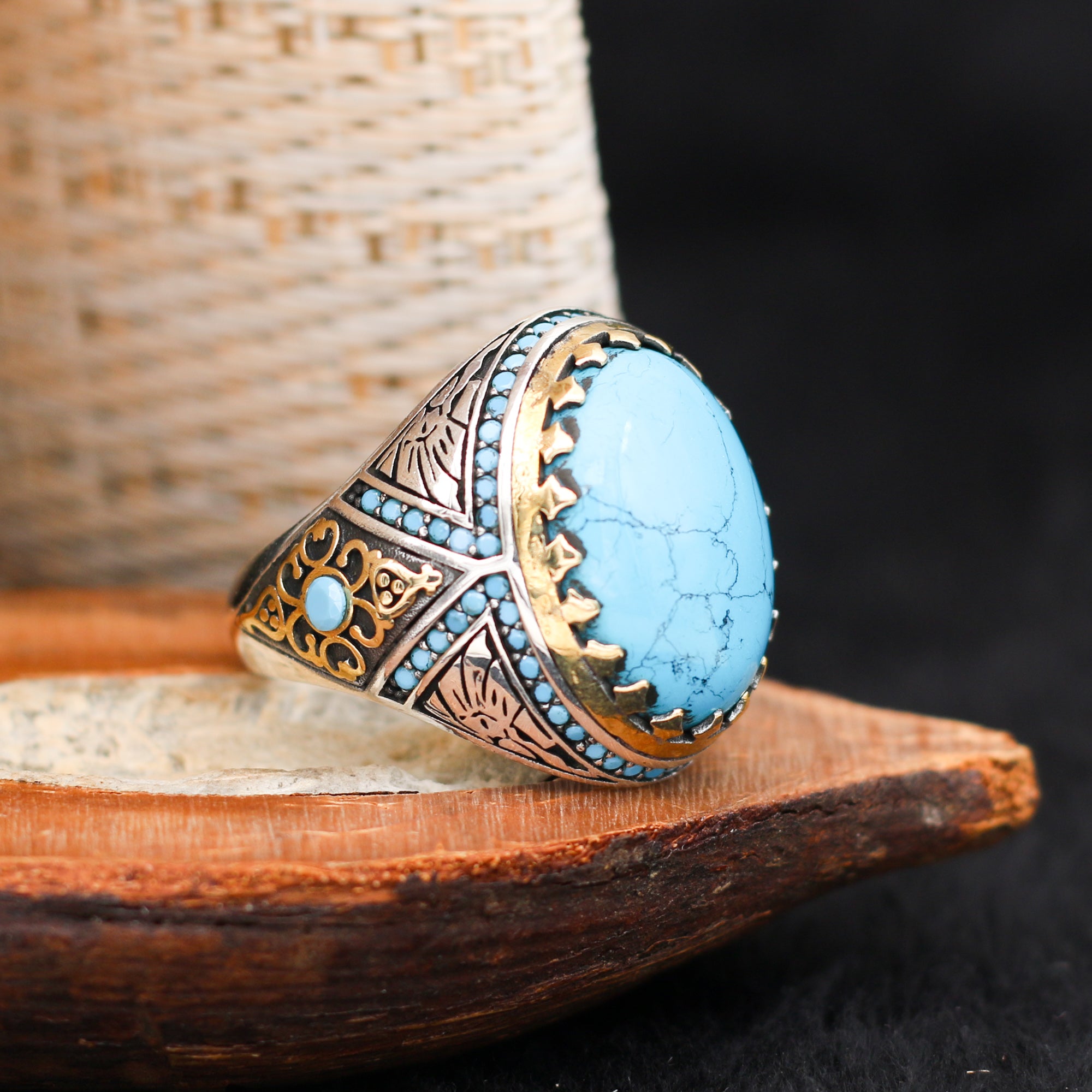 Firuze Taşlı Erkek Yüzük (SS-006)